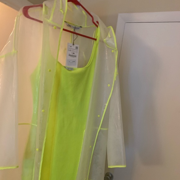 Zara | Jackets & Coats | Neon Green Raincoat | Poshmark